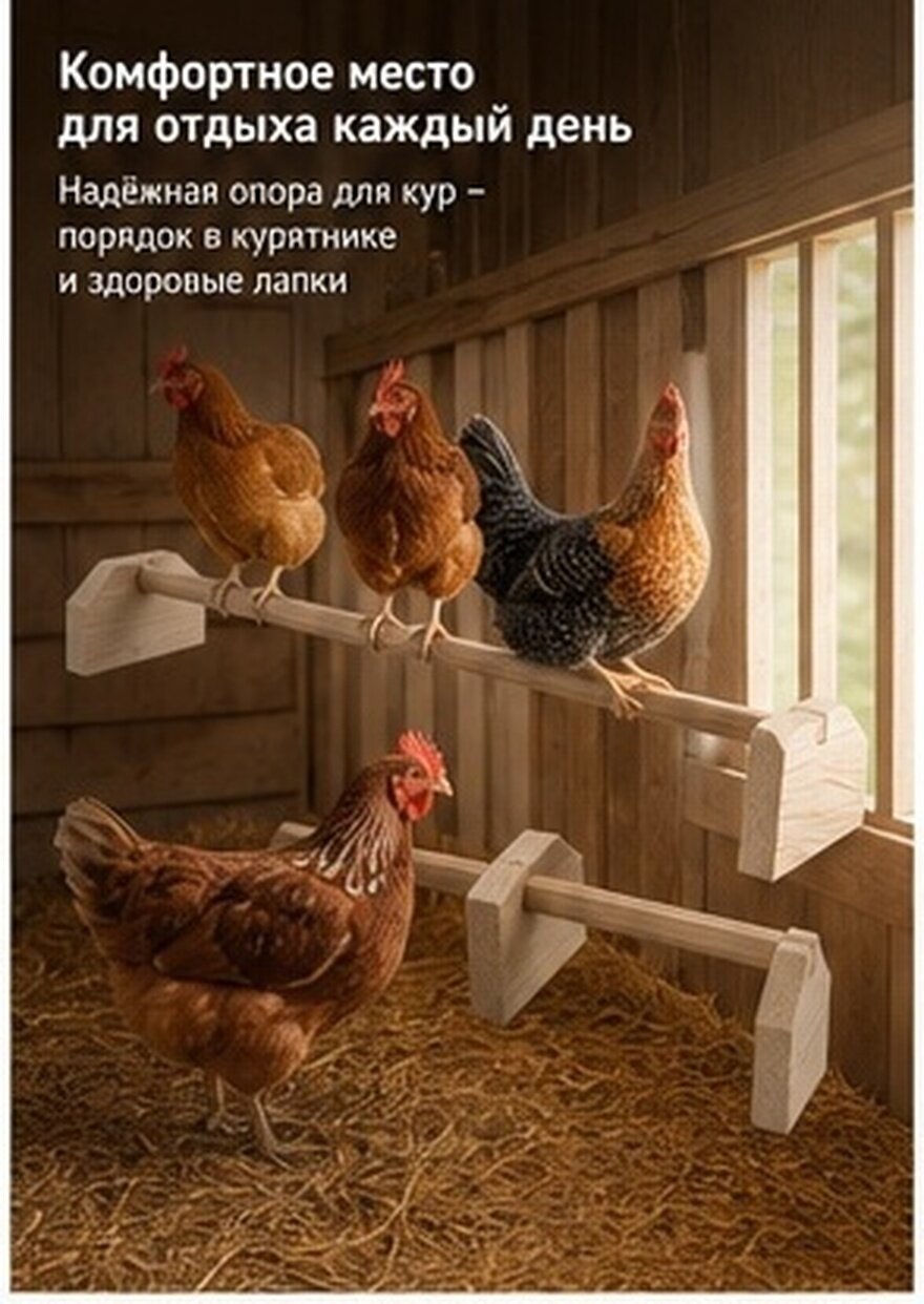 Деревянная Перч для Куриц И Птиц Подходит Для Всех Пород 40.00X14.30X6.30Cm