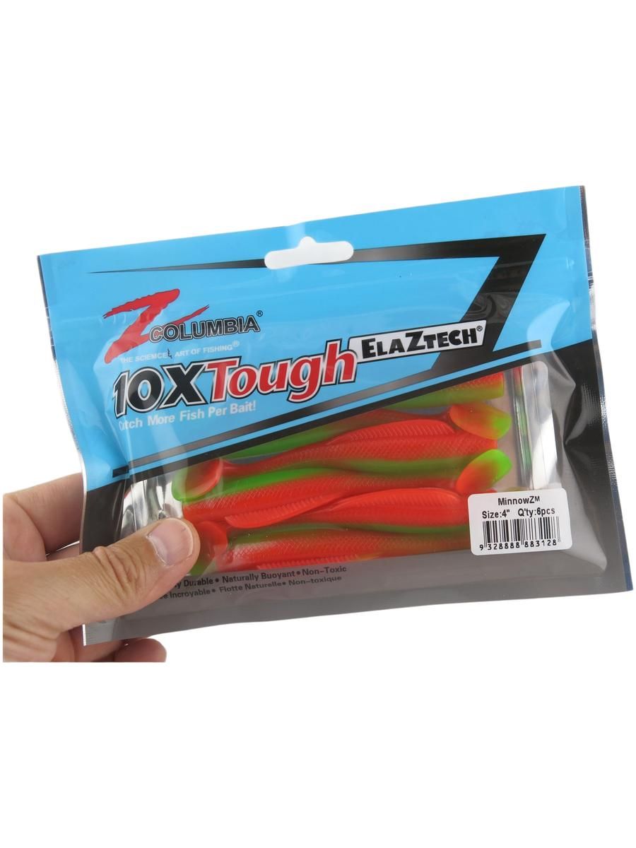 Плавающая силиконовая приманка Z-Man MinnowZ 4.0" 100мм (6шт/уп), приманка джиговая на хищника