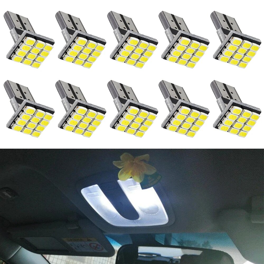 Светодиодные Лампы Для Автомобиля 2/10 T10 W5W 12SMD 1206, Белые, 12В, Canbus, Без Ошибок, 10pcs