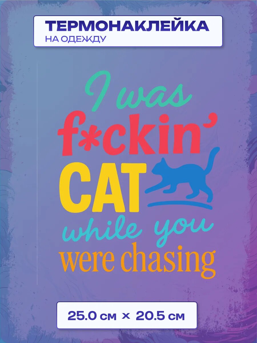 Термонаклейка “I was f*ckin' cat while you were chasing”
