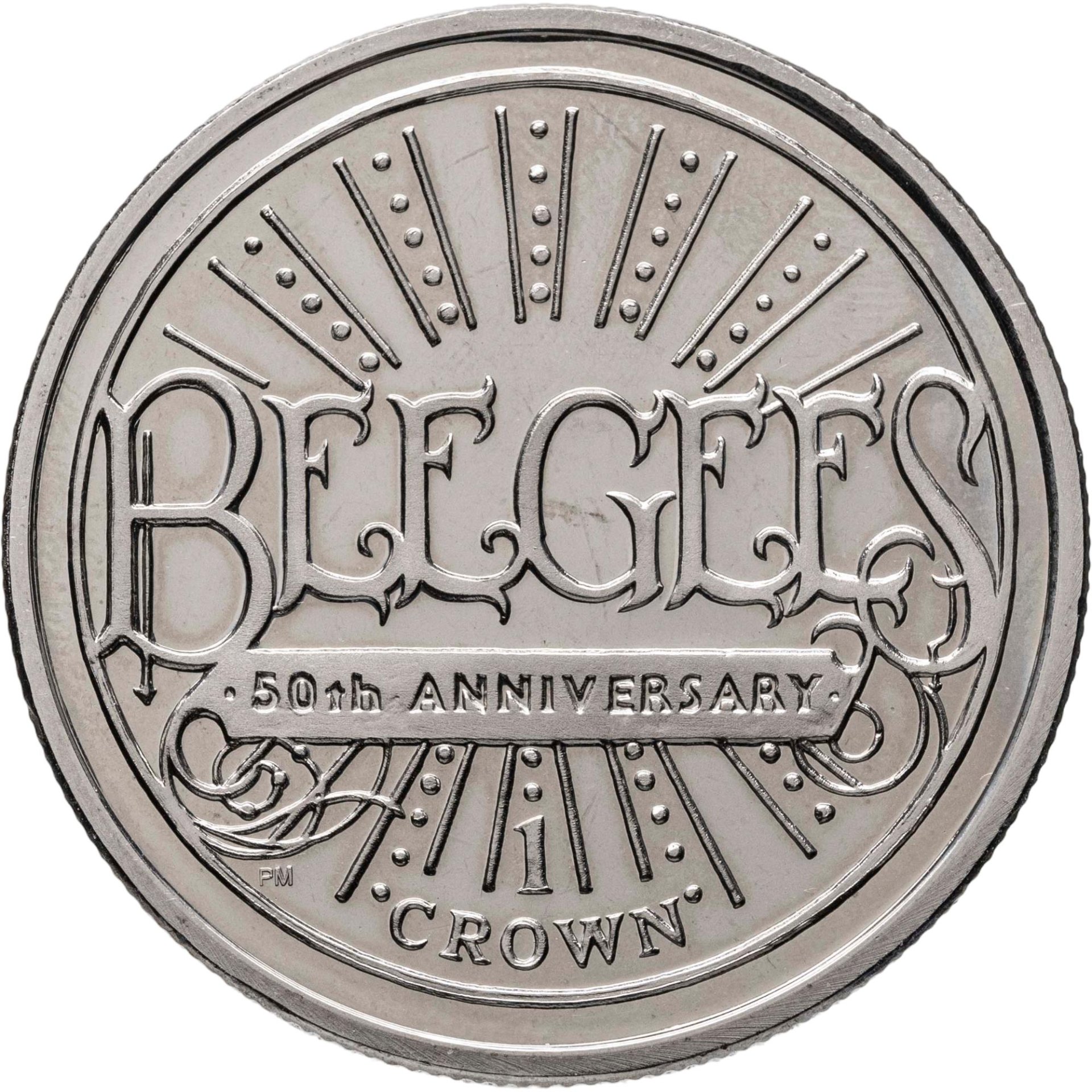 Остров Мэн 1 крона crown 2009 "50 лет Bee Gees", Мельхиор медь-никель, в сохранности BUNC