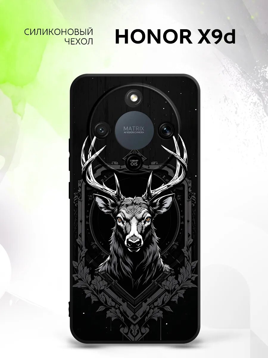 Чехол на Honor X9d, Хонор Икс9д защита камеры, накладка с рисунком герб олень