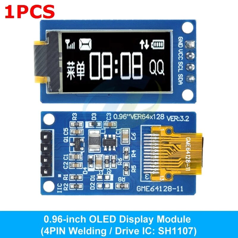 0.96" OLED-дисплей 4PIN, Черный
