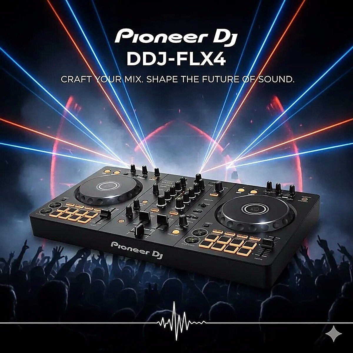 DJконтроллер Pioneer FLX4 в чёрном исполнении DJ-контроллер, тип Диджейский
