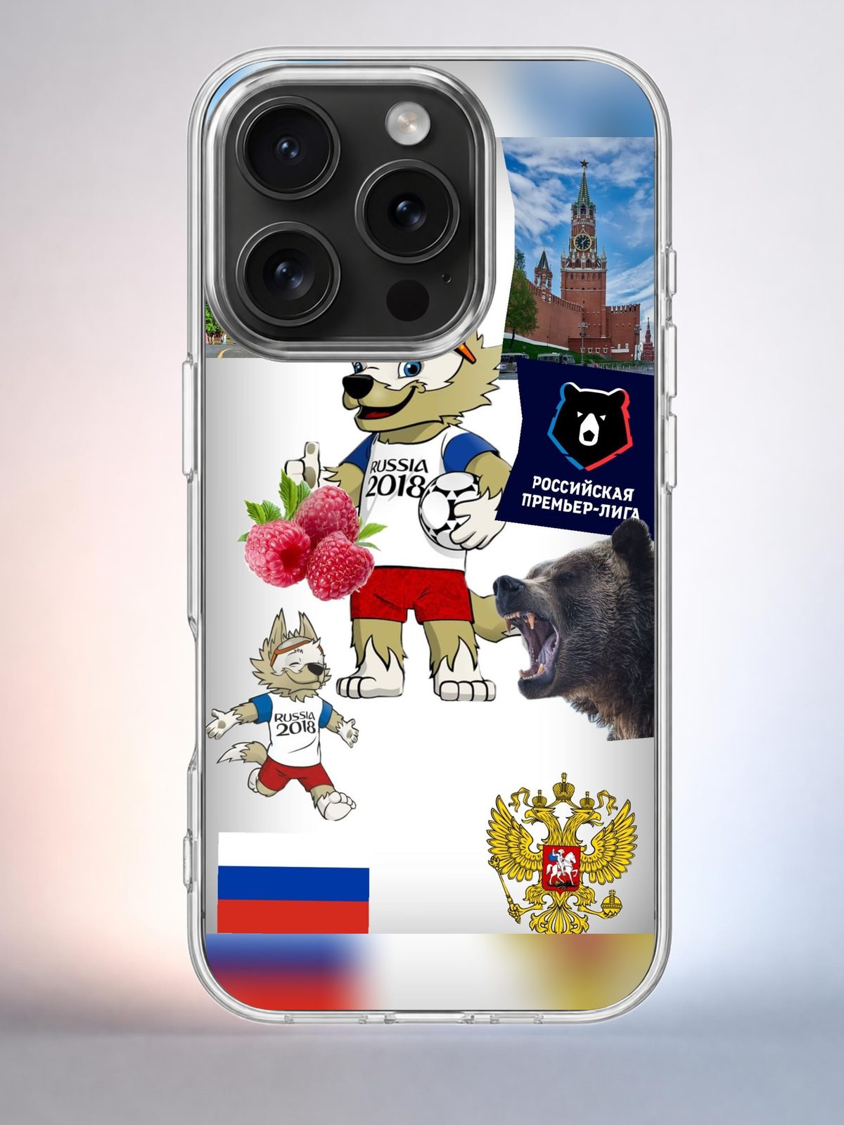 Чехол iPhone 15 Pro Чебурашка Россия Y2K Indie Sleaze