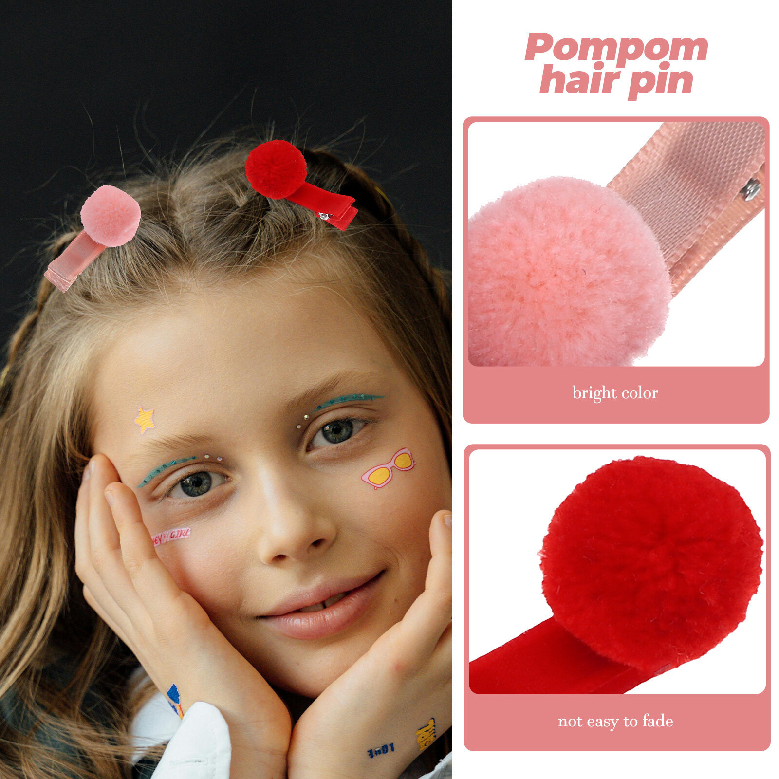 24 Штуки Pom Pom Заколки Для Волос Каваи Детские Заколки Аксессуары Для Волос 3.50X2.00X2.00CM