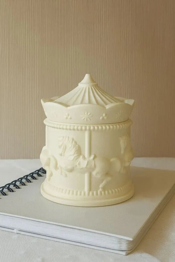 Шкатулка гипсовая "Карусель", белая