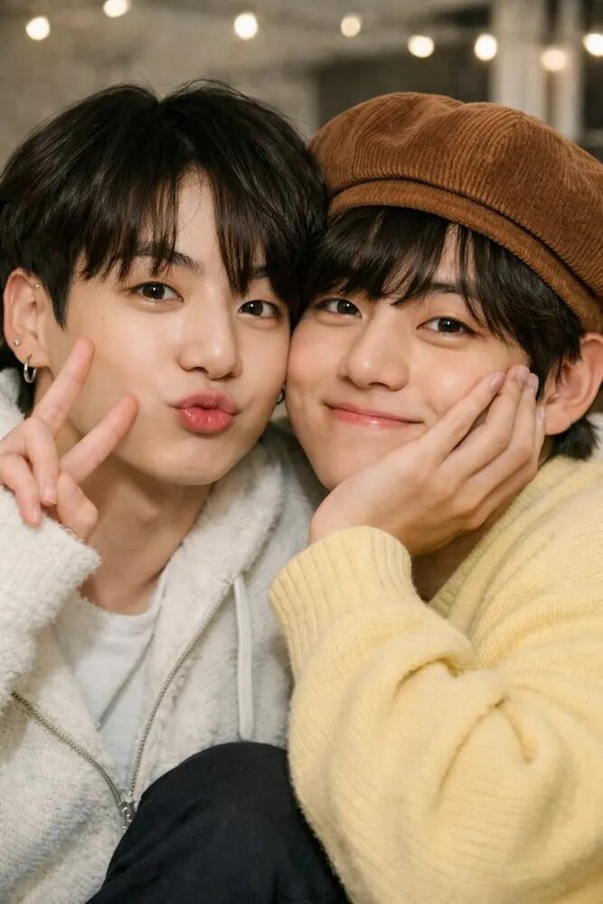 Алмазная Картина "BTS Jungkook Kim Taehyung CP" 5D Круглый Бриллиант 30х40 См.