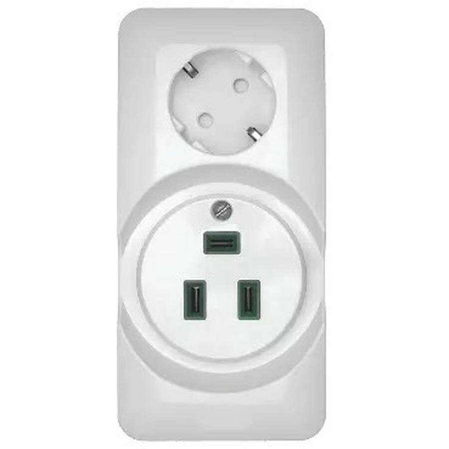 Розетка накладная с заземлением+для электроплит белый Systeme Electric Прима SE RA32-211R-B