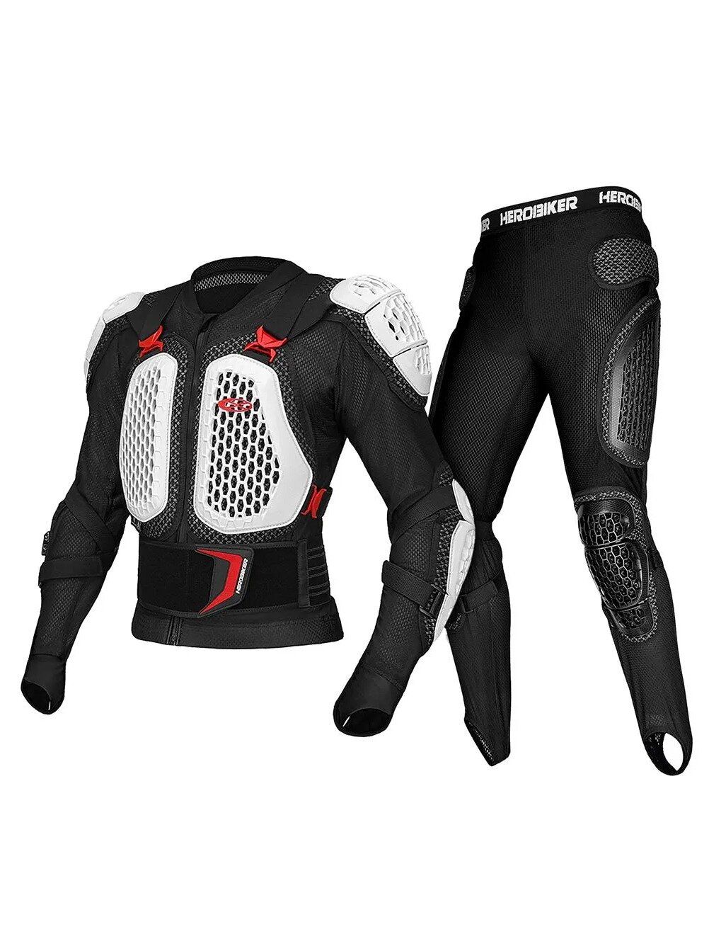 Мотозащита HeroBiker моточерепаха с наколенниками, комплект, размер XXL, белый