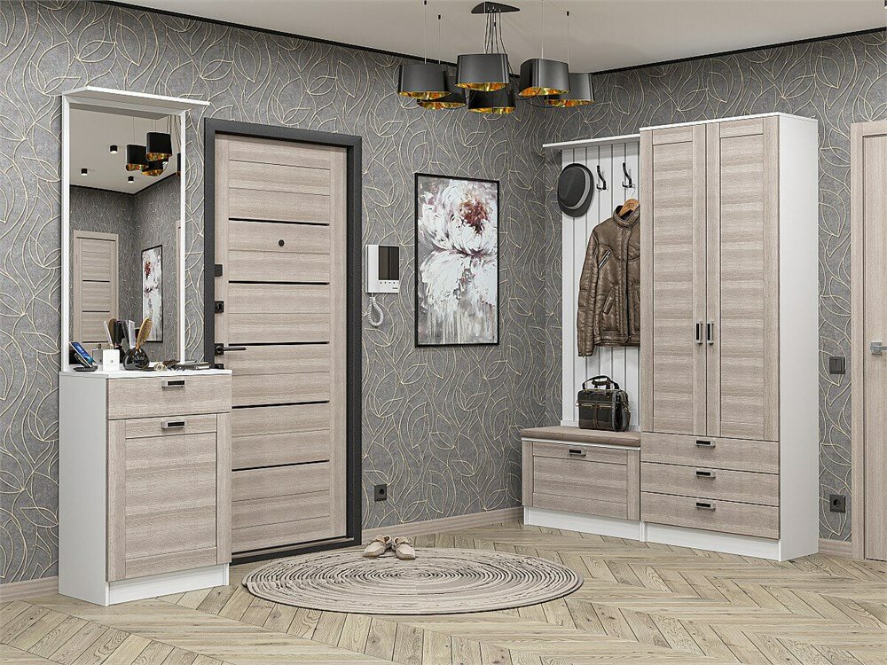 VVT Прихожая Стиль-04, каркас ЛДСП Белый, фасад МДФ Cappuccino Veralinga, 2110*2200*380 Cappuccino Veralinga