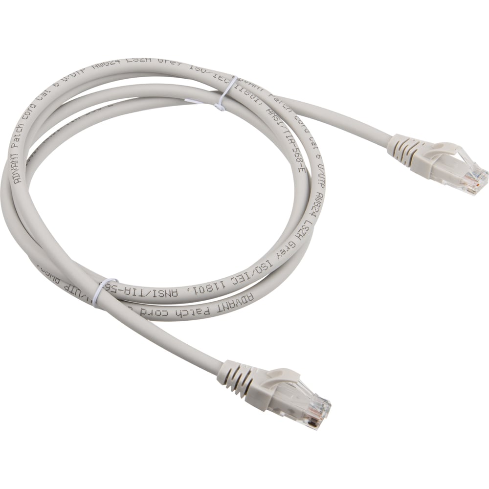 Патч-корд Advant Ethernet CAT6, 2xRJ45, UTP, 4 пары (AWG26), оболочка LSZH, длина 1.5 м, цвет: серый ADV6-PC015-LG