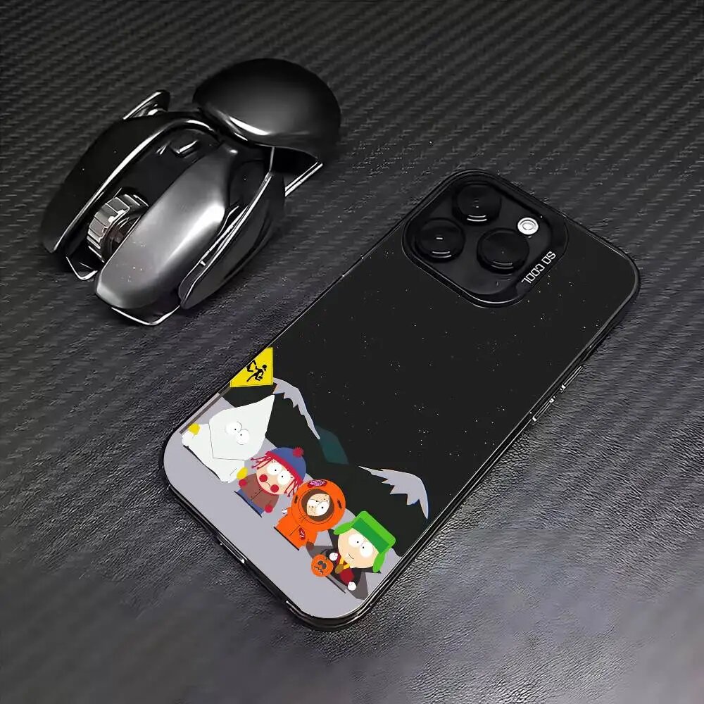 Чехол для телефона S-South P-Park для iPhone 17, 16, 15, 14, 13, 12, 11 Plus, Pro Max, серебристый цветной чехол.