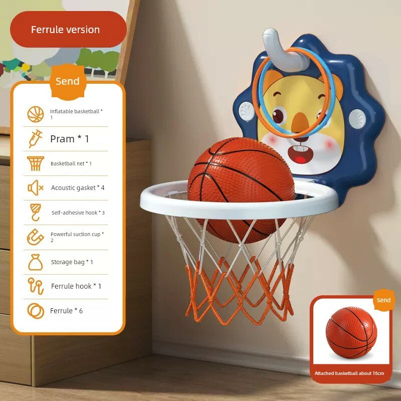 Образовательная детская игрушка для детей 1-2 лет, синяя большая модель с кольцами, мячом, 6 кольцами, насосом и крючком
