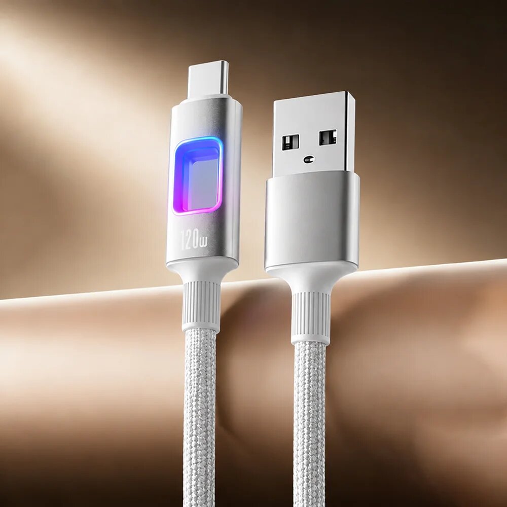Кабель USB Type C NNBILI 120 Вт RGB White 1m