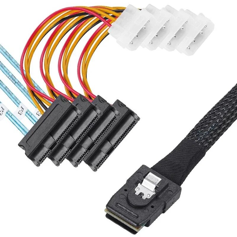 Кабель Mini SAS SFF-8087 - 4 x SFF-8482, 4Pin Power(1m)