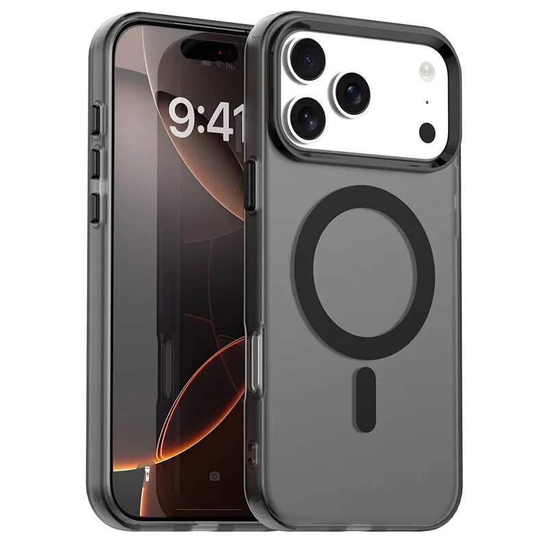 Магнитный чехол для iPhone 18 Pro Max с поддержкой беспроводной iPhone 18 Pro, Черный, Black