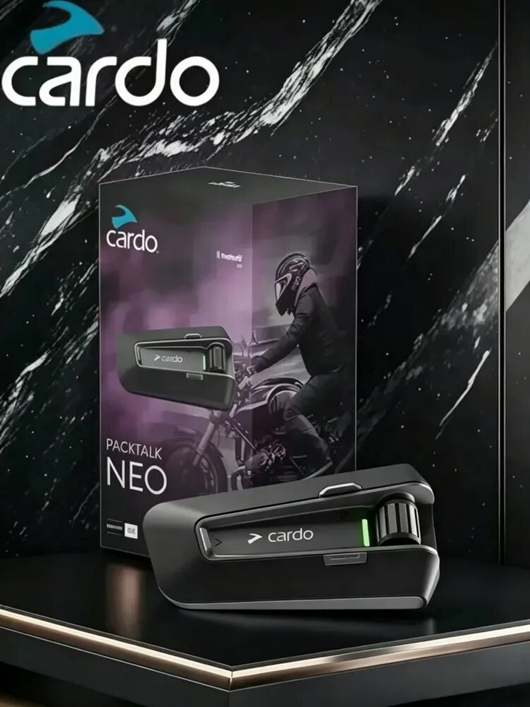 Эксклюзивный комплект Cardo PACKTALK NEO, внутришлемовая гарнитура с Bluetooth для мотоцикла, представлена в черном цвете