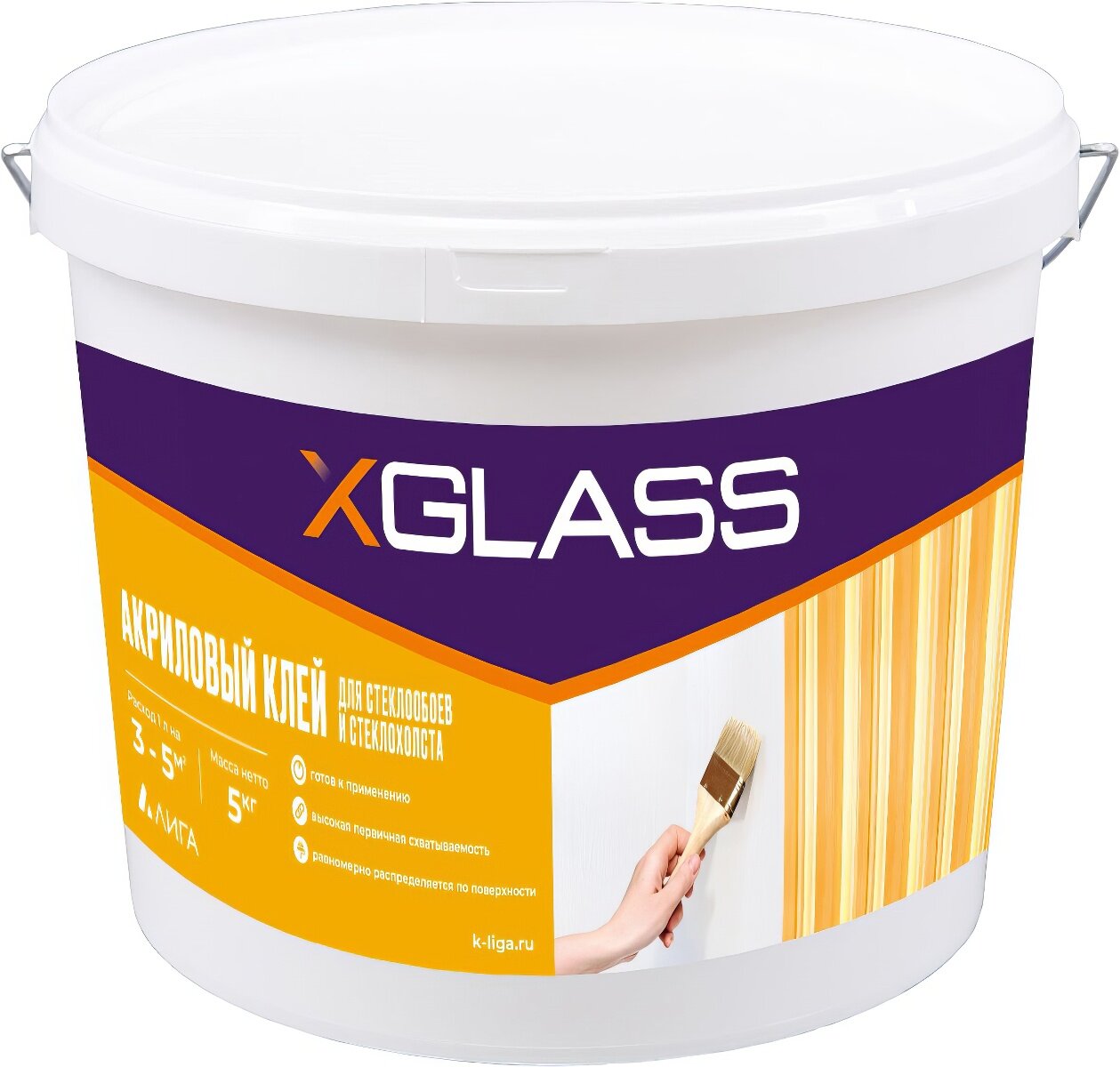Клей акриловый для стеклообоев и стеклохолста X-Glass 5 кг ведро