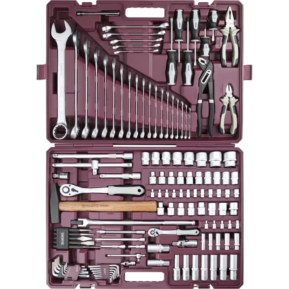 Универсальный набор инструмента THORVIK TS127 1/4", 1/2"DR, 127 предметов 054014