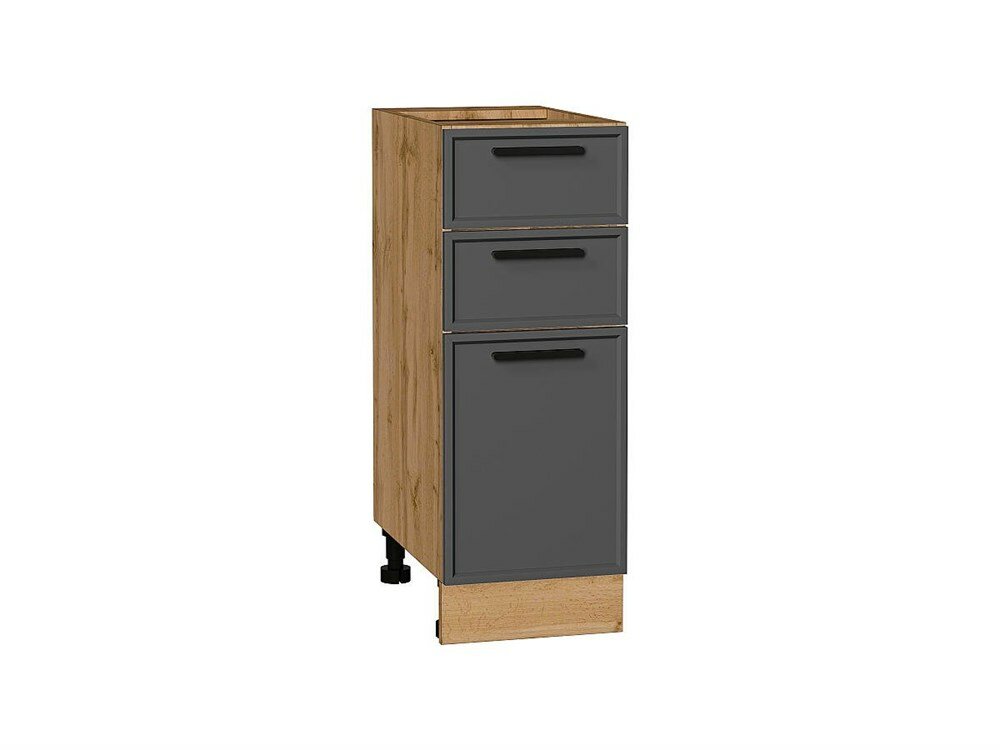 VVT Шкаф нижний с 3-мя ящиками Фрейм Дуб Вотан, Stormy Silk, 300 В*Ш*Г 816*300*484, фасад МДФ Stormy Silk, корпус Дуб Вотан Stormy Silk