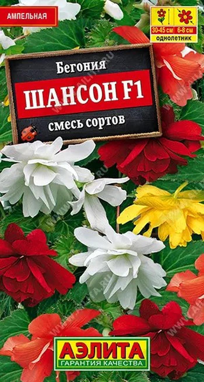 Семена цветов Бегония ампельная Шансон F1 смесь сортов, Агрофирма аэлита 10 шт ц/п