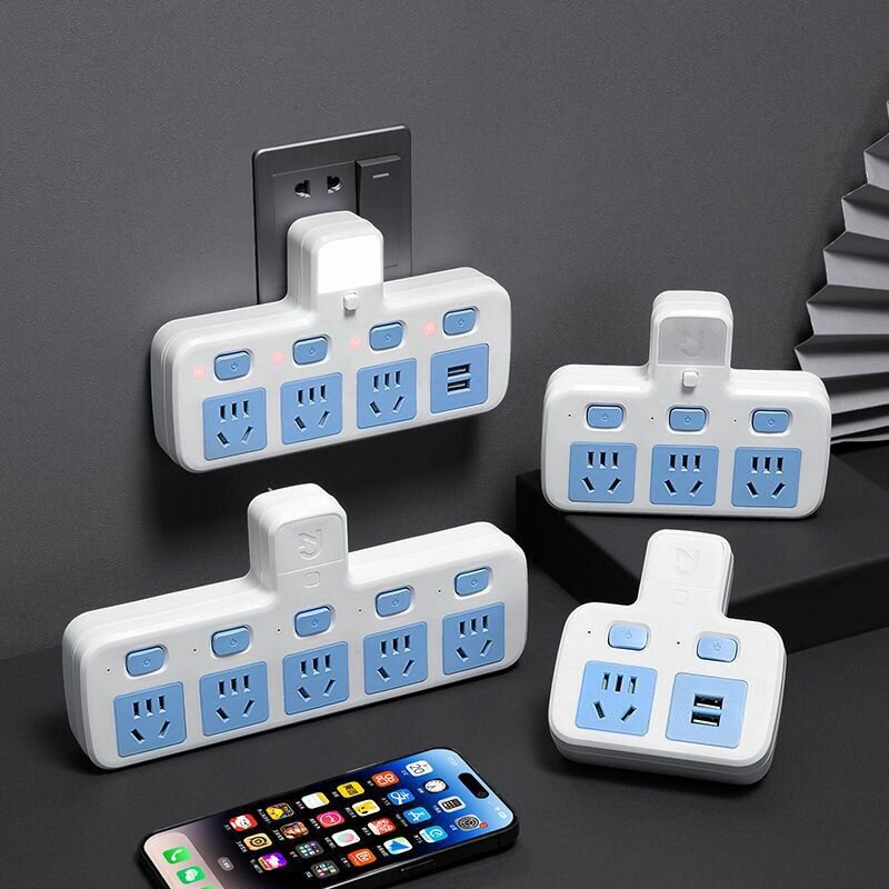 Синий и белый медный сетевой фильтр с USB, 1-2 розетки, мульти-розетка