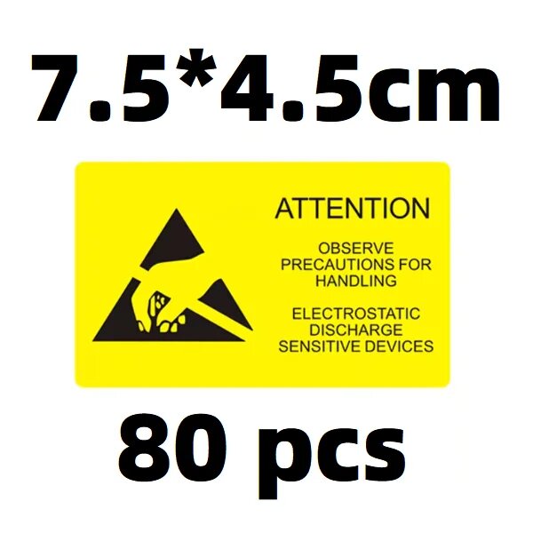 Наклейки ESD CAUTION 7.5x4.5cm, 80шт