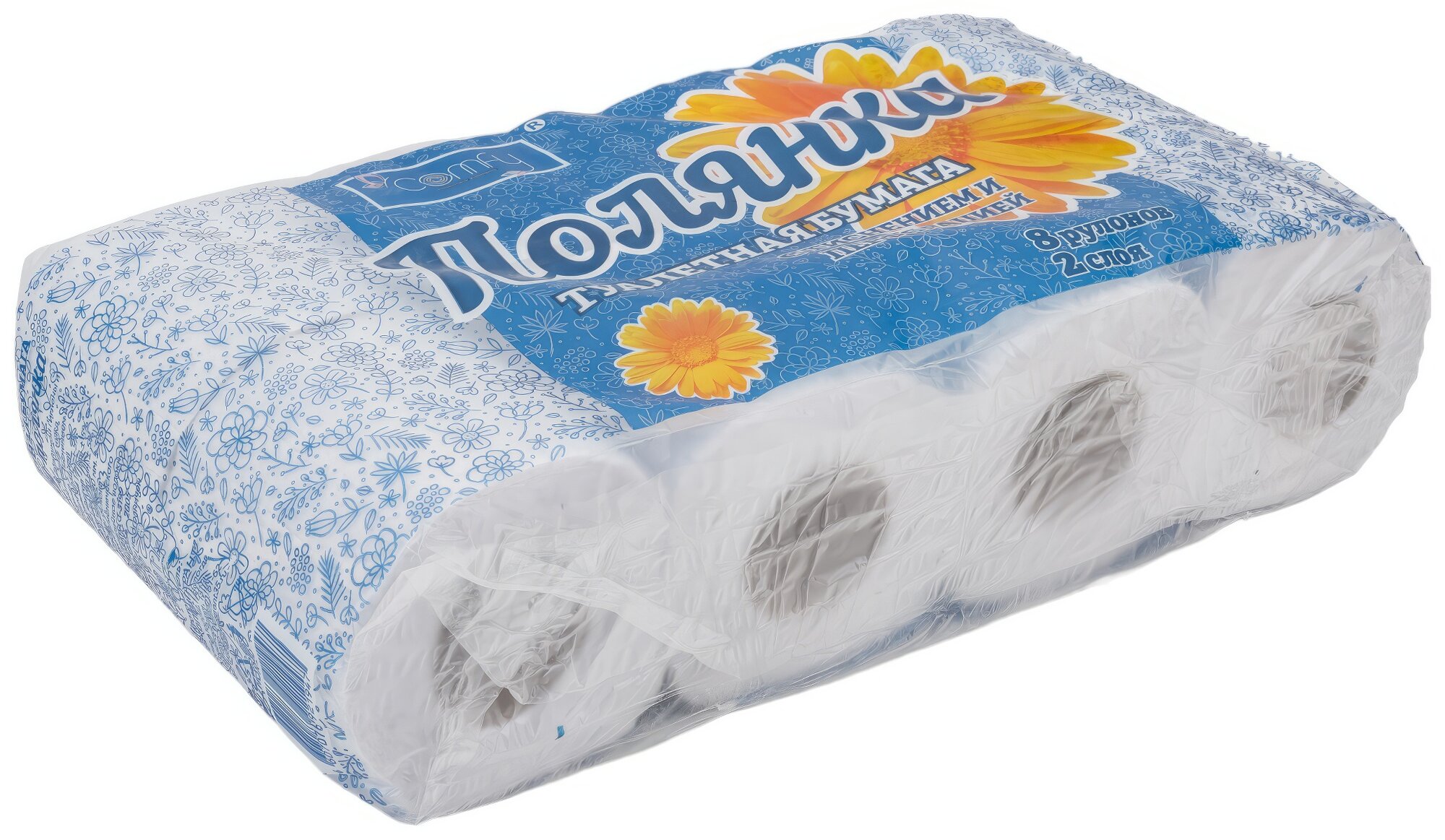 Туалетная бумага COMFY 'Полянка' 2 сл. 8 рул. 1-3199