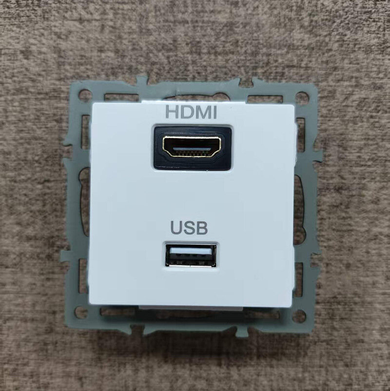 86 Тип Настенная Розетка Выключатель Стеклянная Панель Модуль HDMI Видео Порт USB Порт Зарядки Белый Европейский 1 Шт