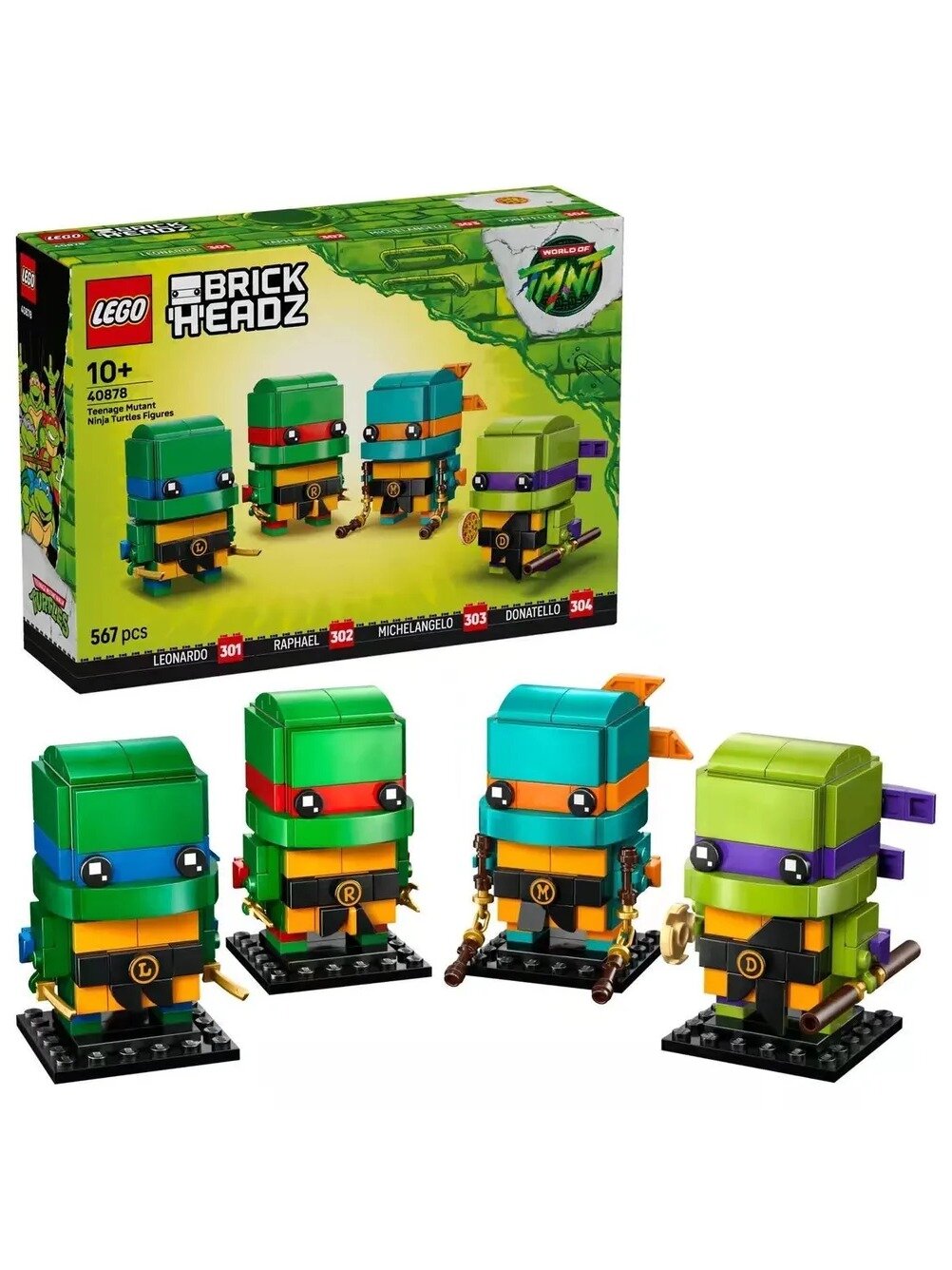 Конструктор LEGO BrickHeadz 40878 Фигурки Черепашек-ниндзя, 567 деталей, 10+