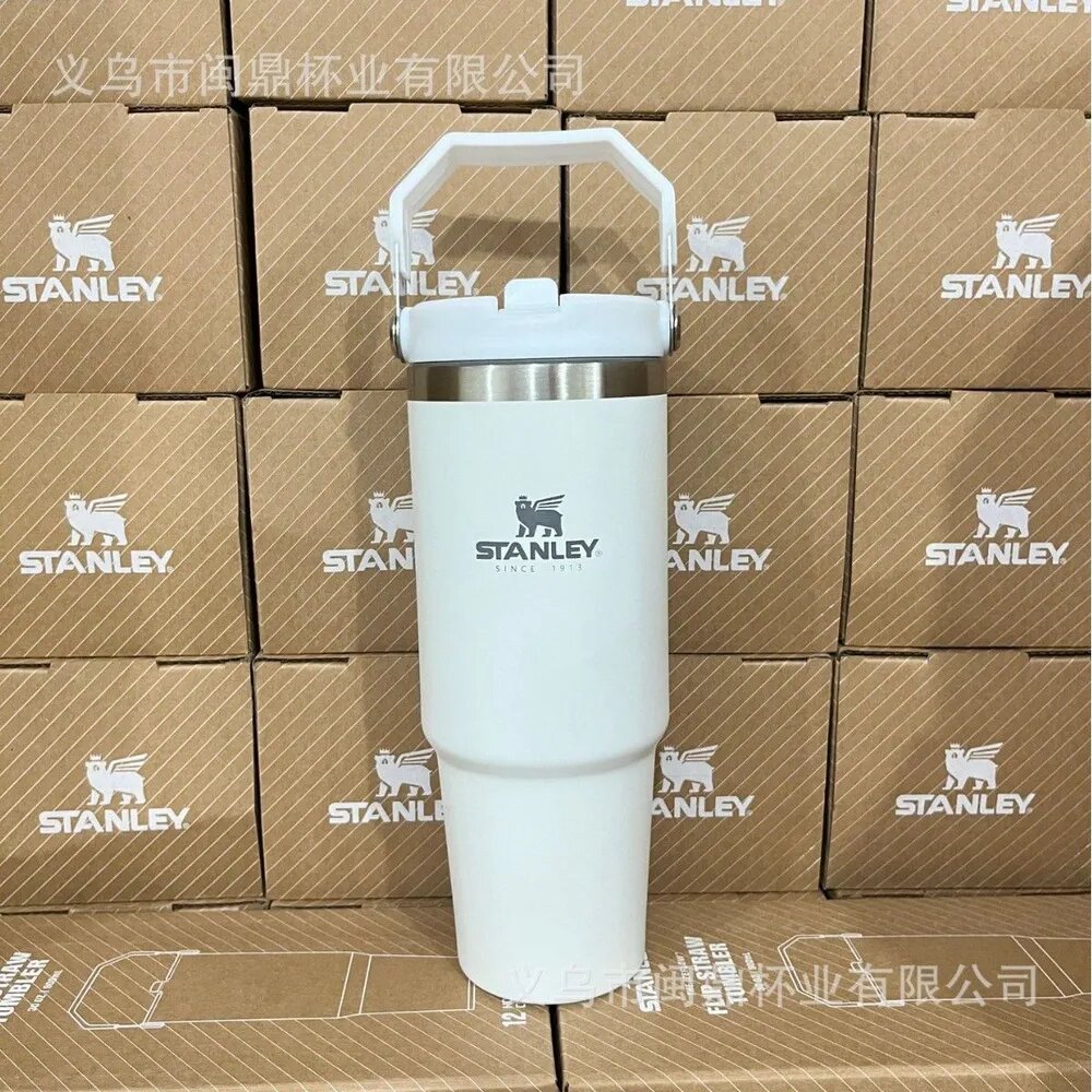 STANLEY Термокружка 0.887 л, холод 24 ч, тепло 24 ч, вакуумная, с ручкой, белый