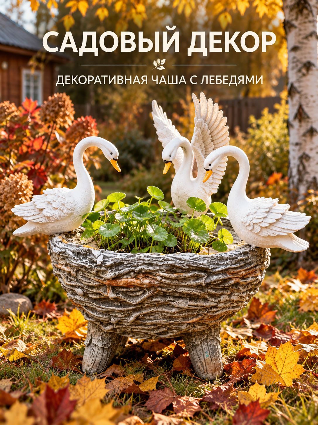 Вазон напольный белый 8 литров, 43 сантиметров, 1 штук, Форма лебедя S502