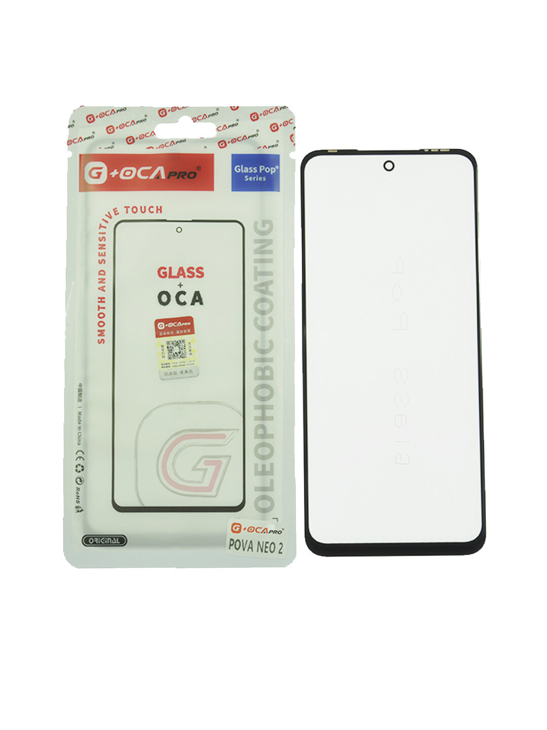 Стекло для переклейки Infinix Smart 9 (X6532)/Hot 50i (X6531)/Tecno Spark Go 1 (KL4)/Spark 30 5G (KL8)/Spark 30C (KL5n) черный G+OCA PRO