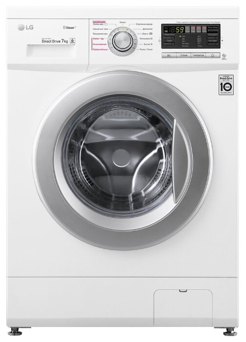 Стиральная машина LG F1296HDS1, белая, 7кг, 13 программ, инверторный двигатель