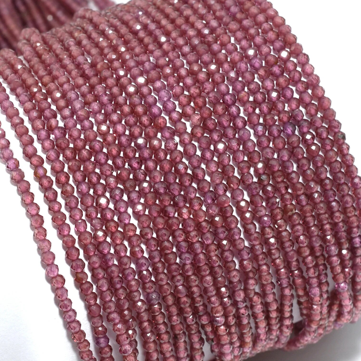 Натуральные гранатовые бусины CHASEREAL Rhodolite 1.9mm