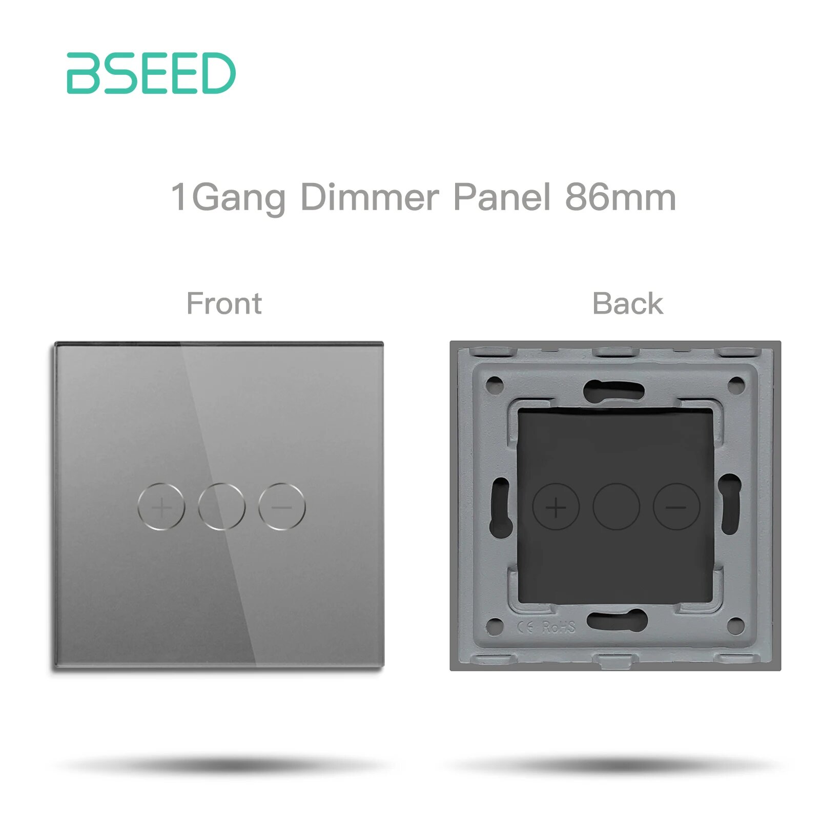 Стеклянная панель BSEED 86 мм белая 1Gang Dimmer Gray
