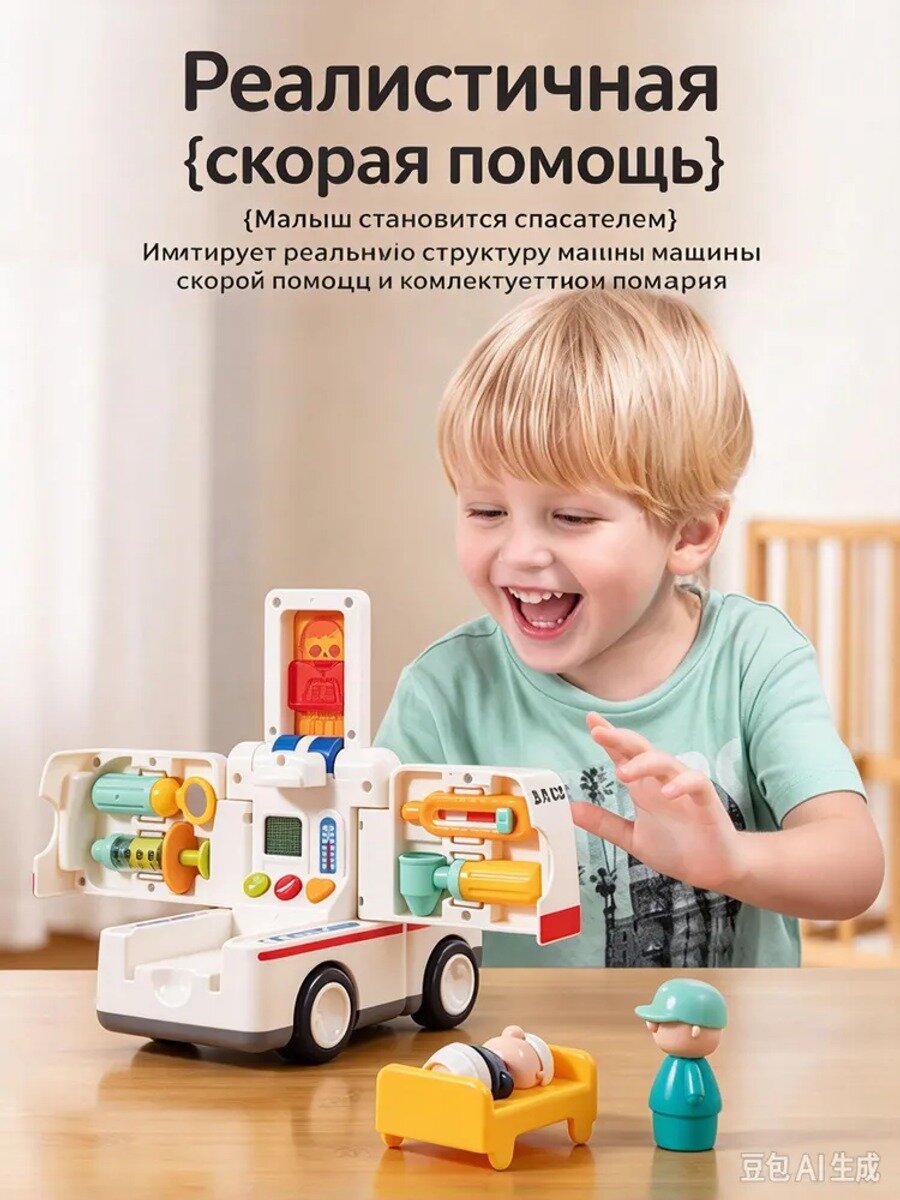 Игрушечная машина скорая помощь для детей с медицинским набором, красочная