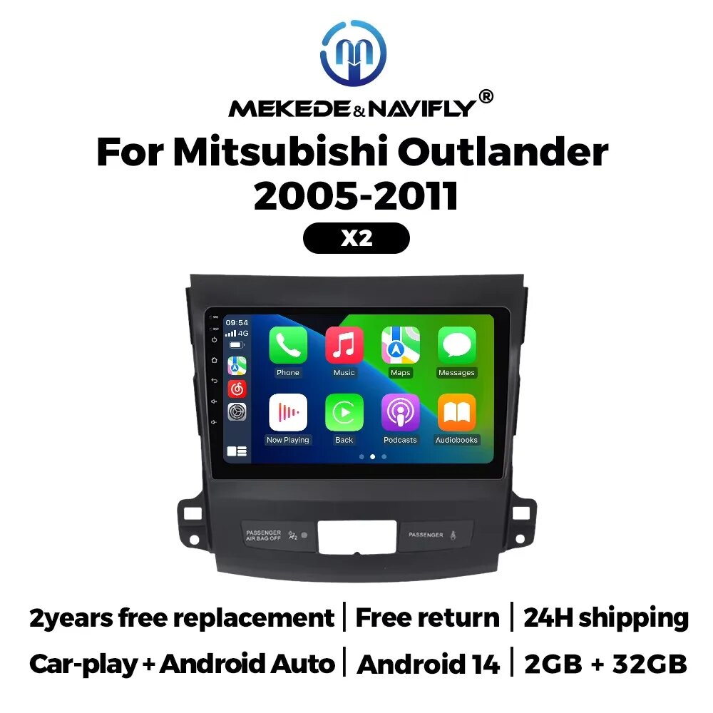 Автомагнитола MEKEDE Carplay Для Mitsubishi Outlander 2006-2011, Peugeot 4007, Citroen MI17-9X2-10Y