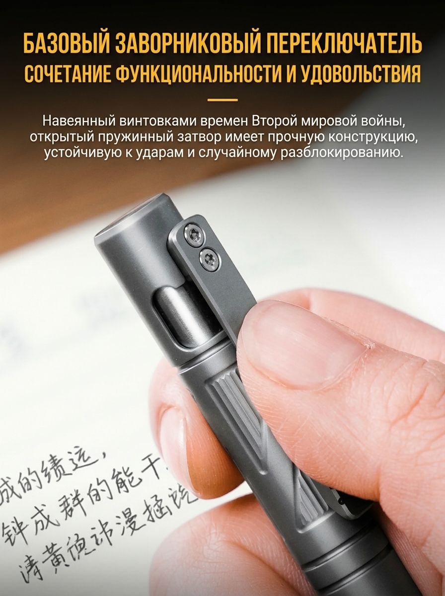 Титановая ручка EDC премиум-класса в подарочной коробке со сменным стержнем G2 — фото 1