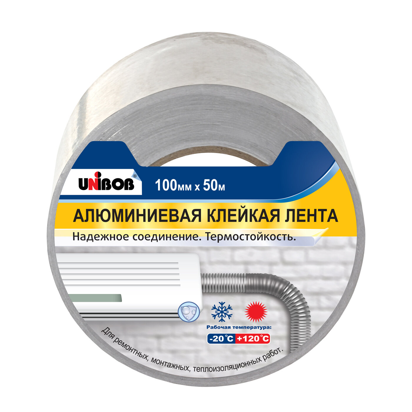 Unibob Клейкая лента алюминиевая 100мм х 50м 37286