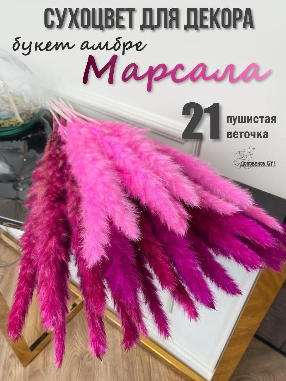 Сухоцвет Домовенок БУ кортадерия лаванда