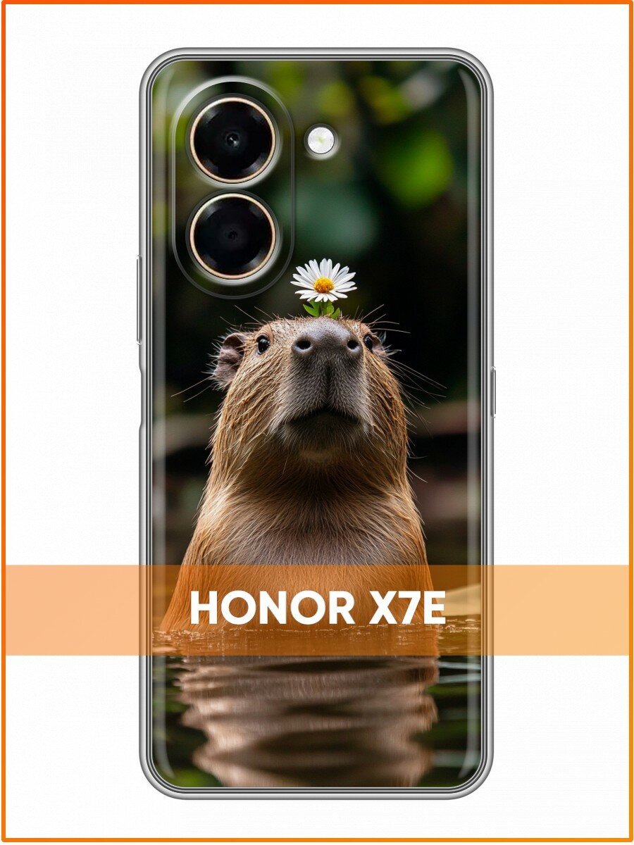 Чехол для Honor X7e с принтом Капибара (Хонор Х7е)
