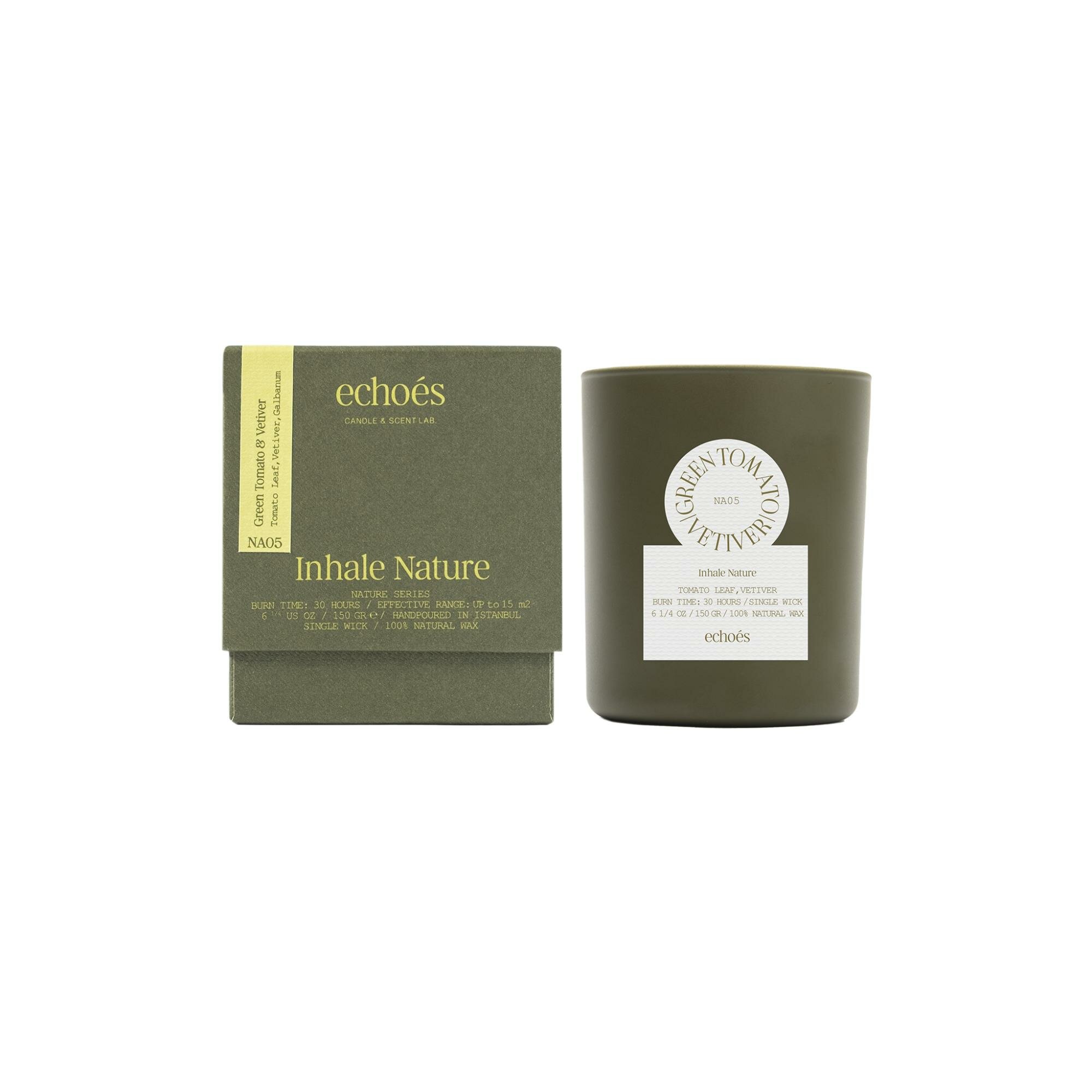 ECHOES Green Tomato & Vetiver Compact Candle 150g Компактная свеча с одним фитилем в подарочной упаковке, 150 гр.