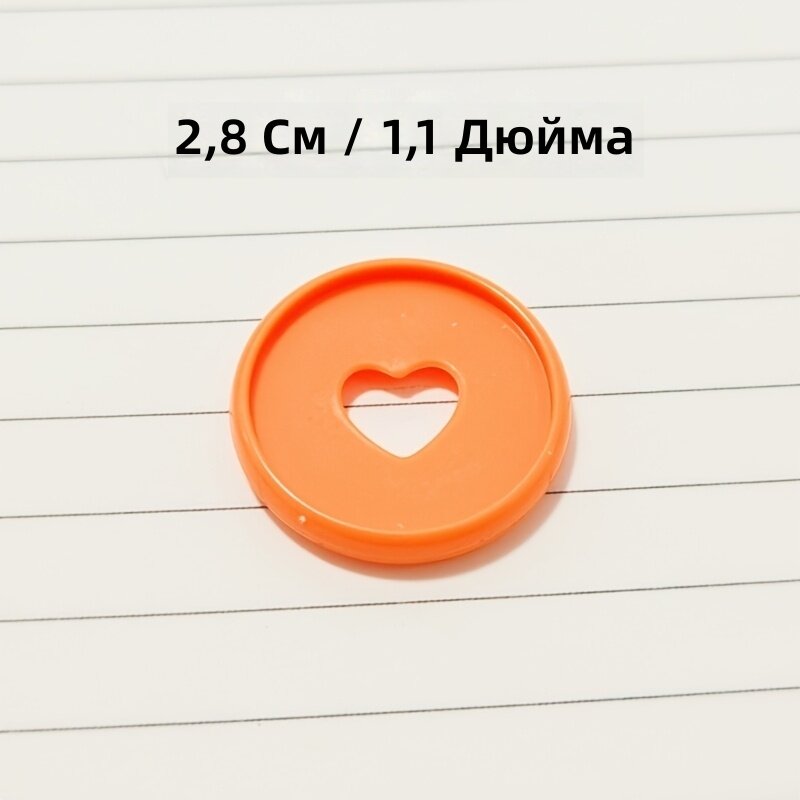 Диски для перепета пластиковые в форме сердца, 1.1 дюйма, мандариновые, 50 шт.