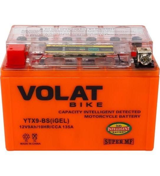 Аккумулятор для мототехники VOLAT Аккумулятор VOLAT YTX9-BS(iGEL)Volat (9 Ач, 12 V) Прямая, L+ 150x87x107 (для мототехники)