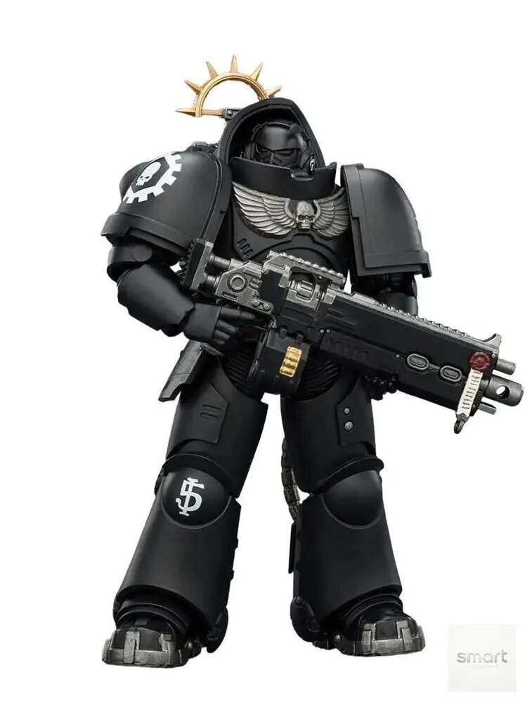 Эксклюзивная фигурка JoyToy из Warhammer 40000 Space Marines 2, представляющая Тяжелого Интерцессора из отряда Железные Кости, оснащённого тяжелым болтовым ружьем и болтовым пистолетом, высотой 5 дюйм