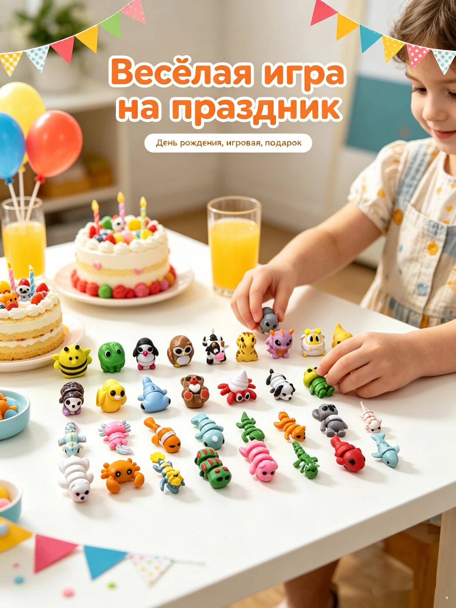 Набор мини фигурок животных 30 штук, подвижные 3D игрушки для детей, подарок на день рождения, для игровых вечеринок