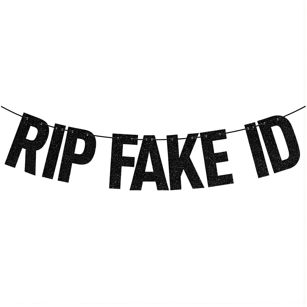 Гирлянда RIP FAKE ID черная с блестками для оформления дня рождения 21 год подходит для создания праздничной фотозоны дома, индивидуальный заказ, связаться с поддержкой