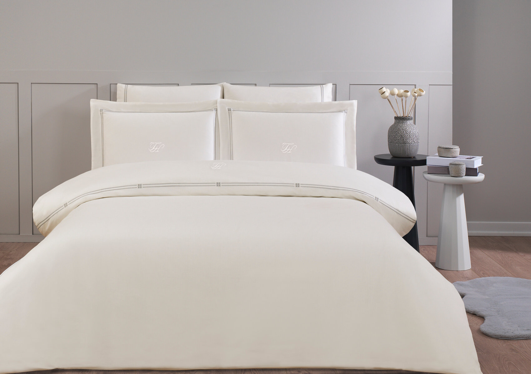 Комплект постельного белья Tivolyo Home LINEA кремовый - серый